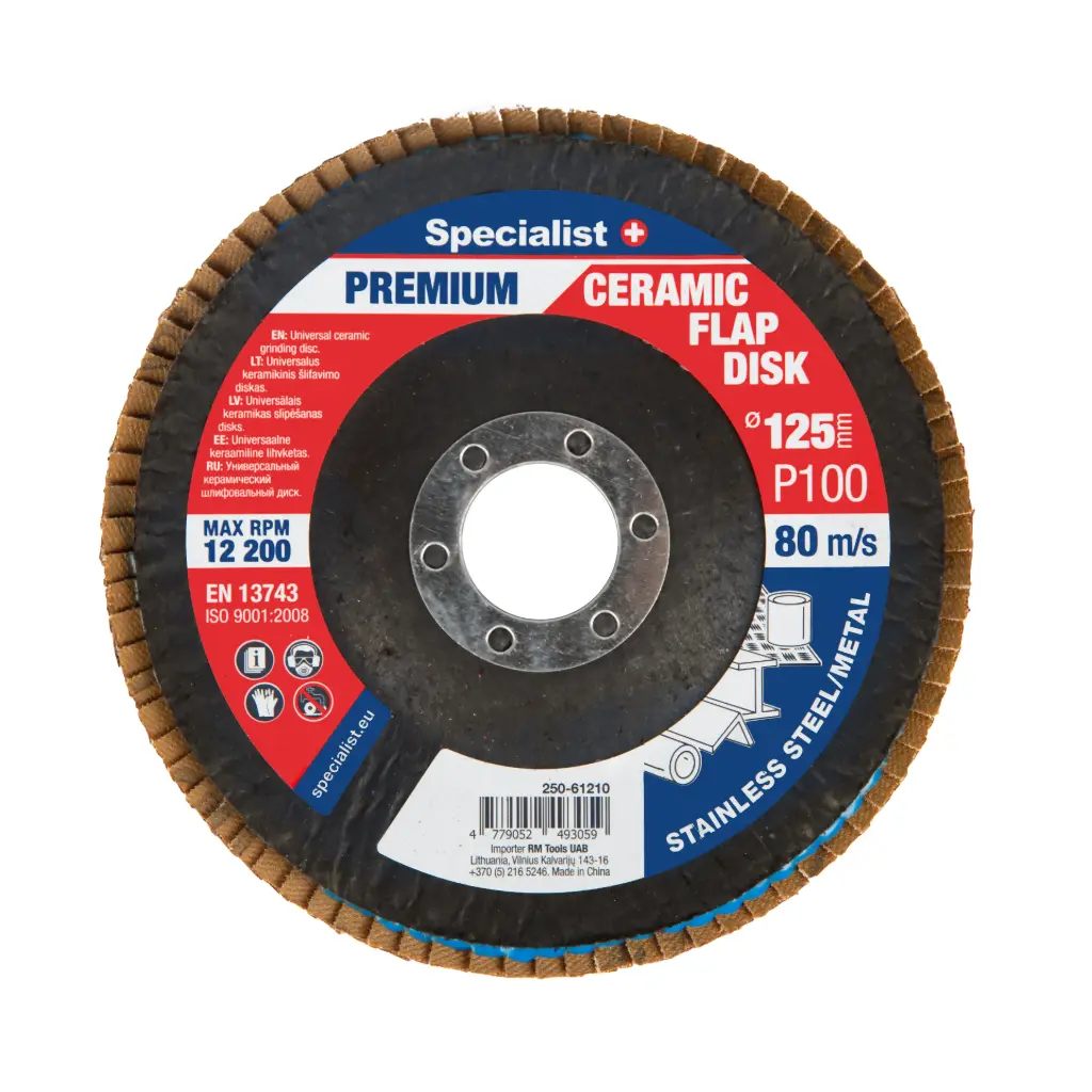 Flap sanding disc 125 mm, P100, Ceramic PREMIUM, SPECIALIST+ | rmtools.eu